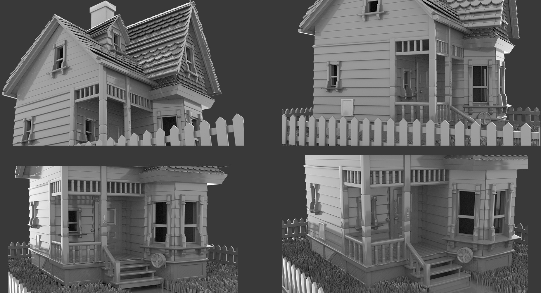 Up Pixar House Black And White