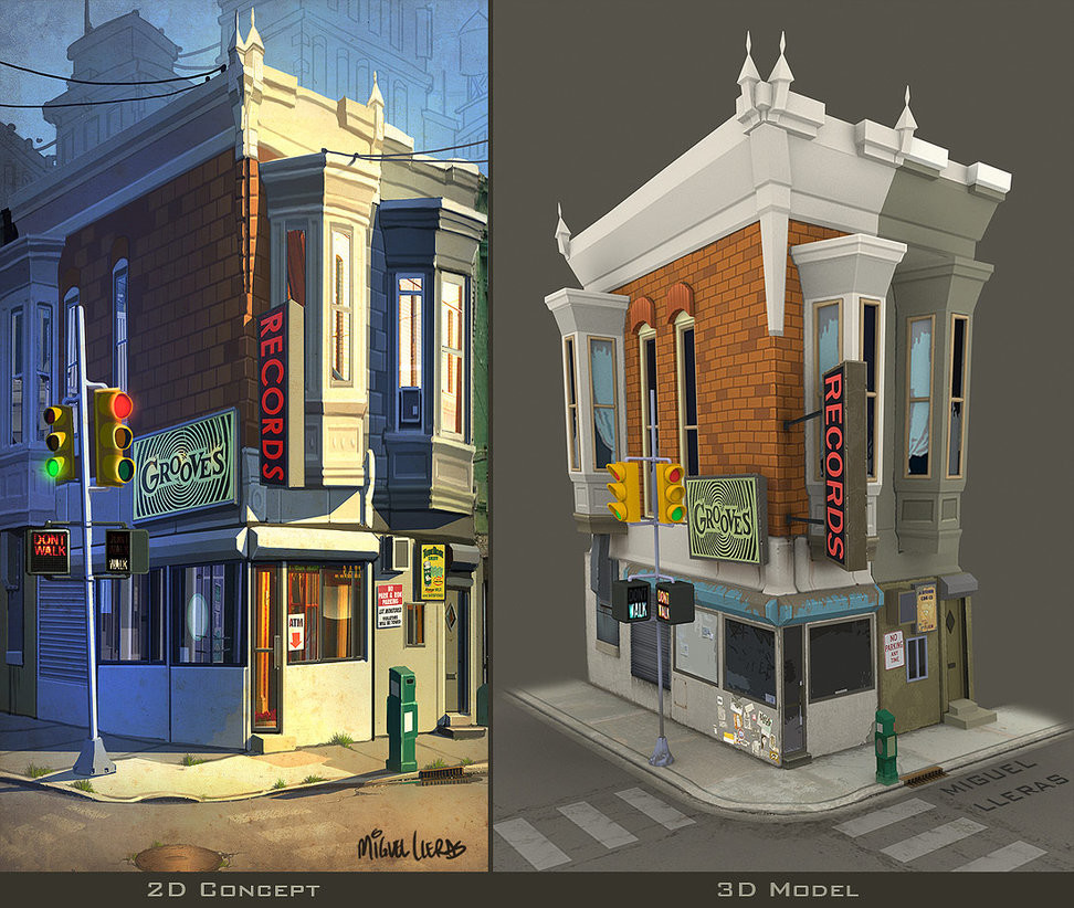 ArtStation - Street Corner, Wacky Car and Hip Crowd