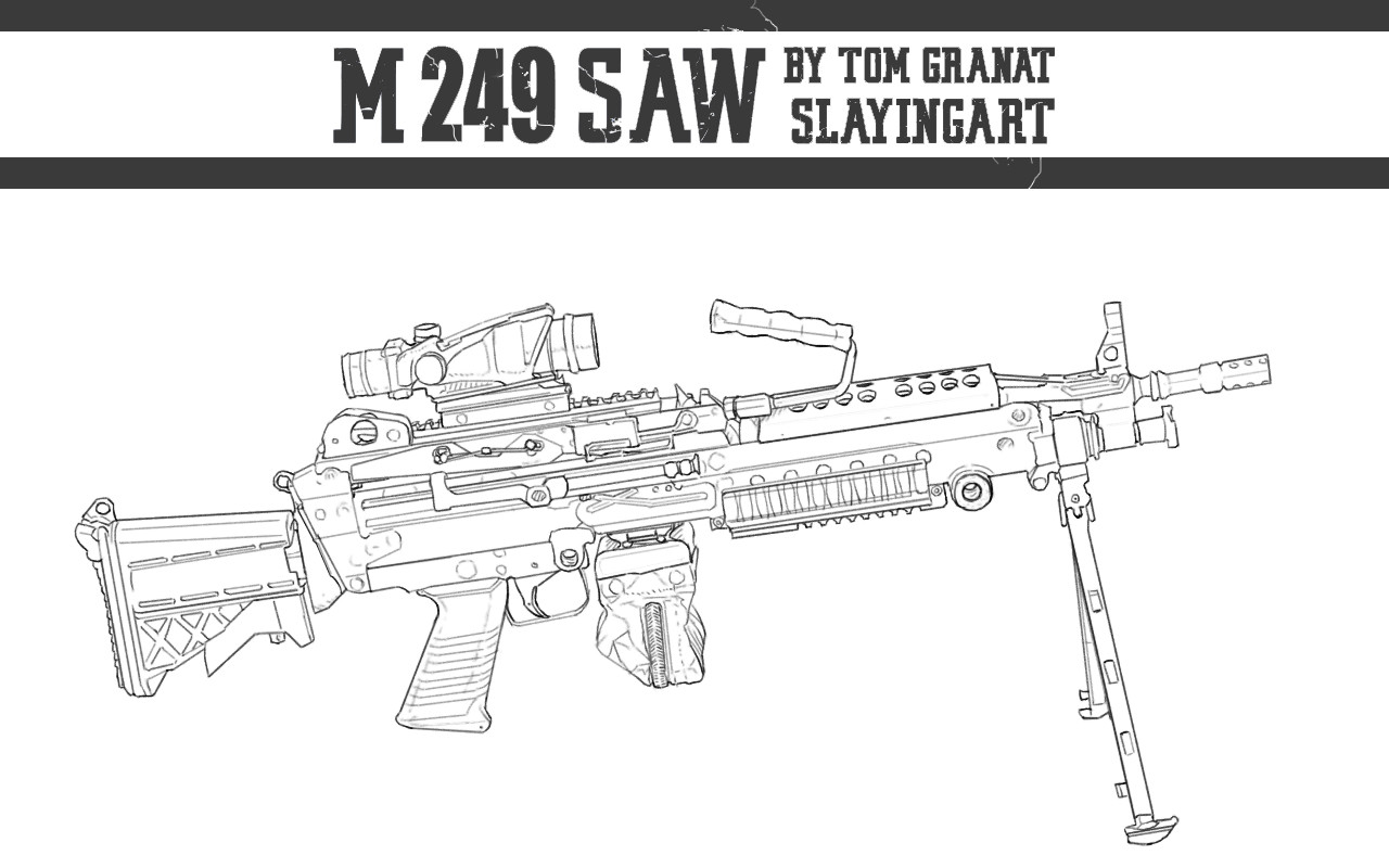 how to draw m249 gun