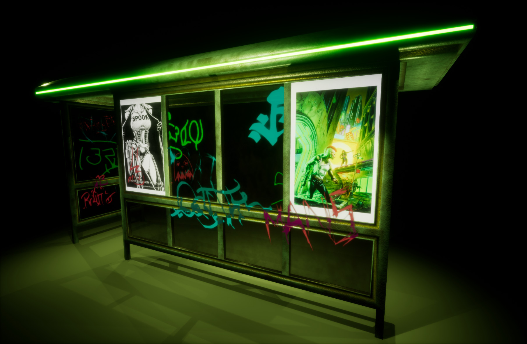 ArtStation - Cyberpunk Themed Bus-Stop