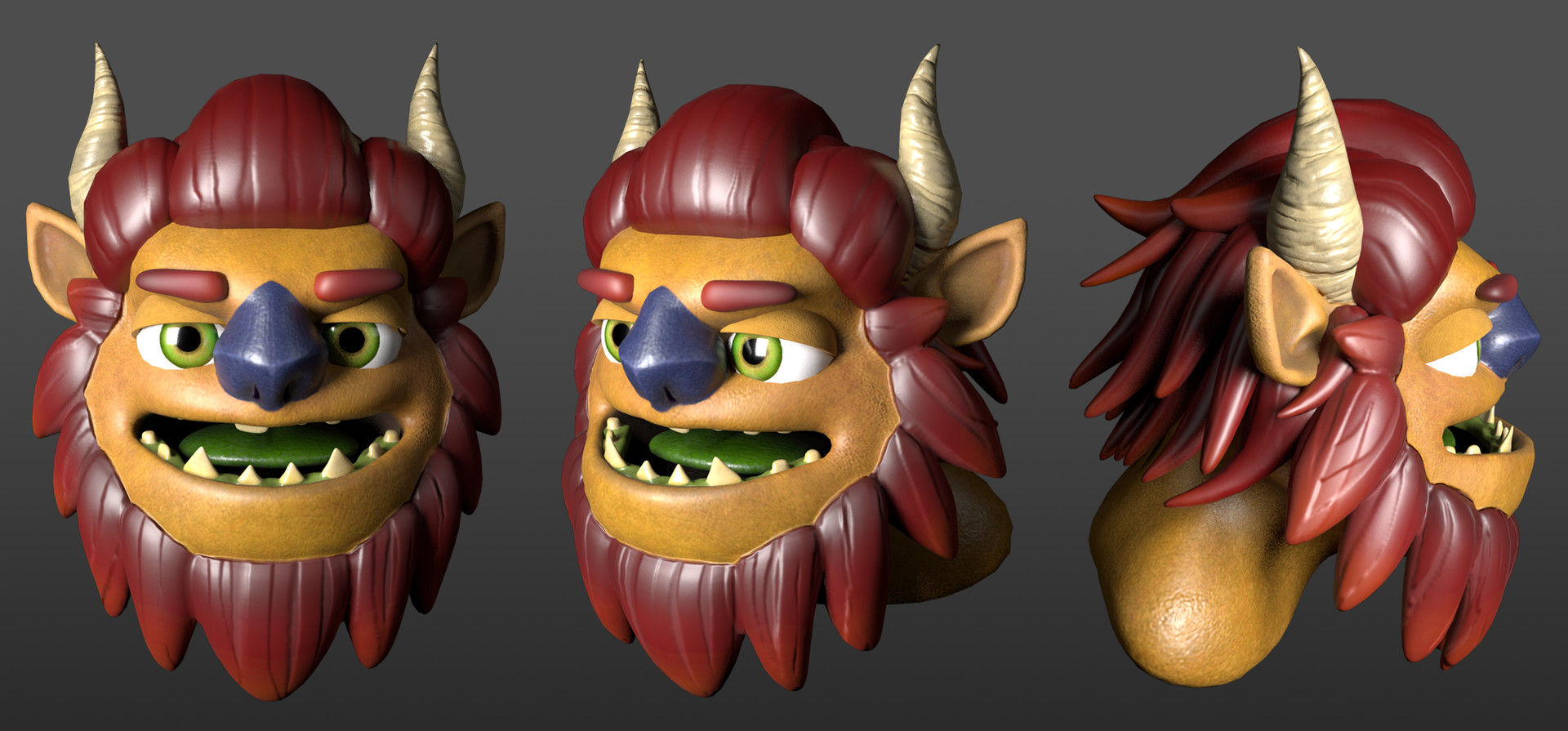 Katy Wood - Troll Character Head Bust Rig and blend shape animations