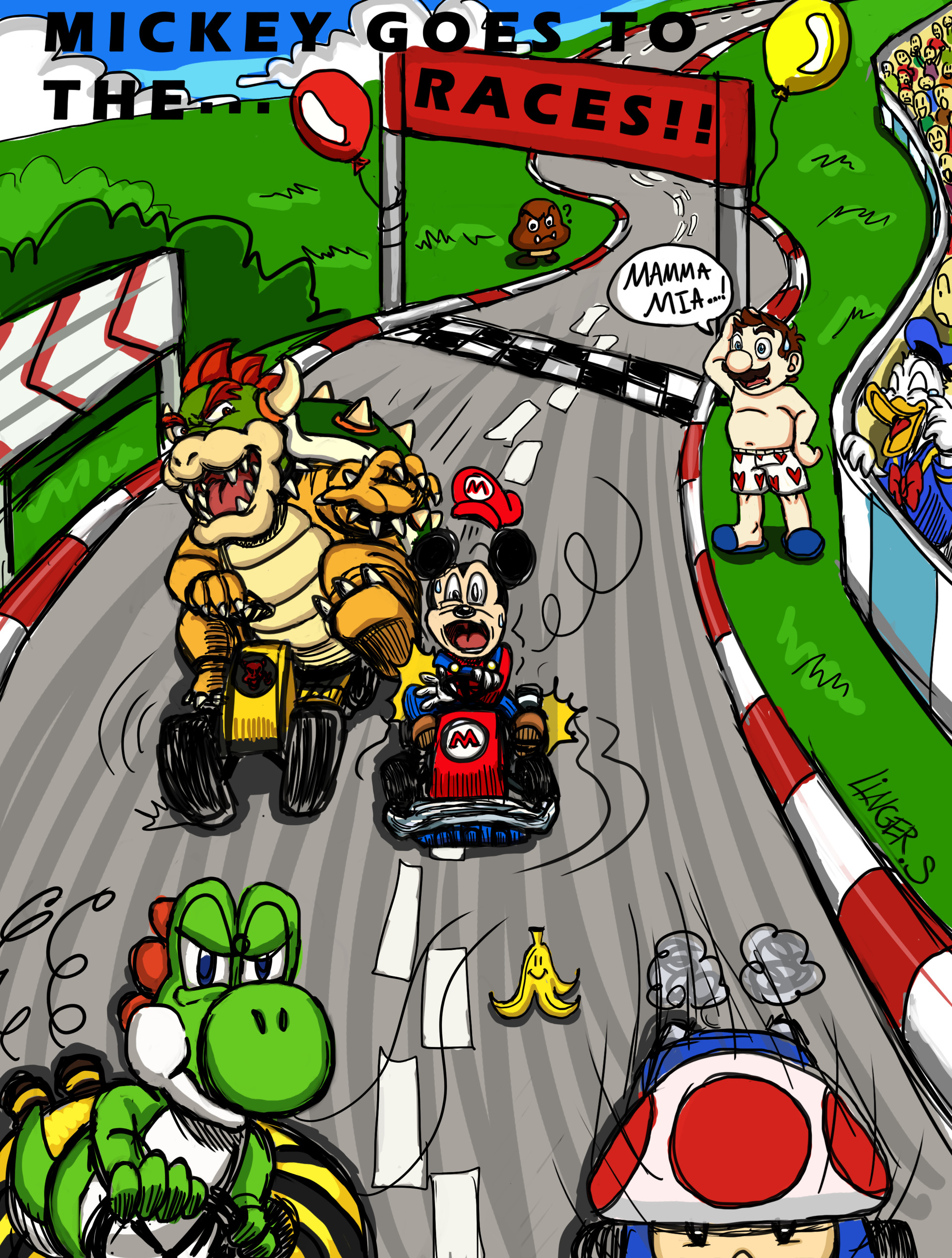 ArtStation - Mickey Goes to the Races!!