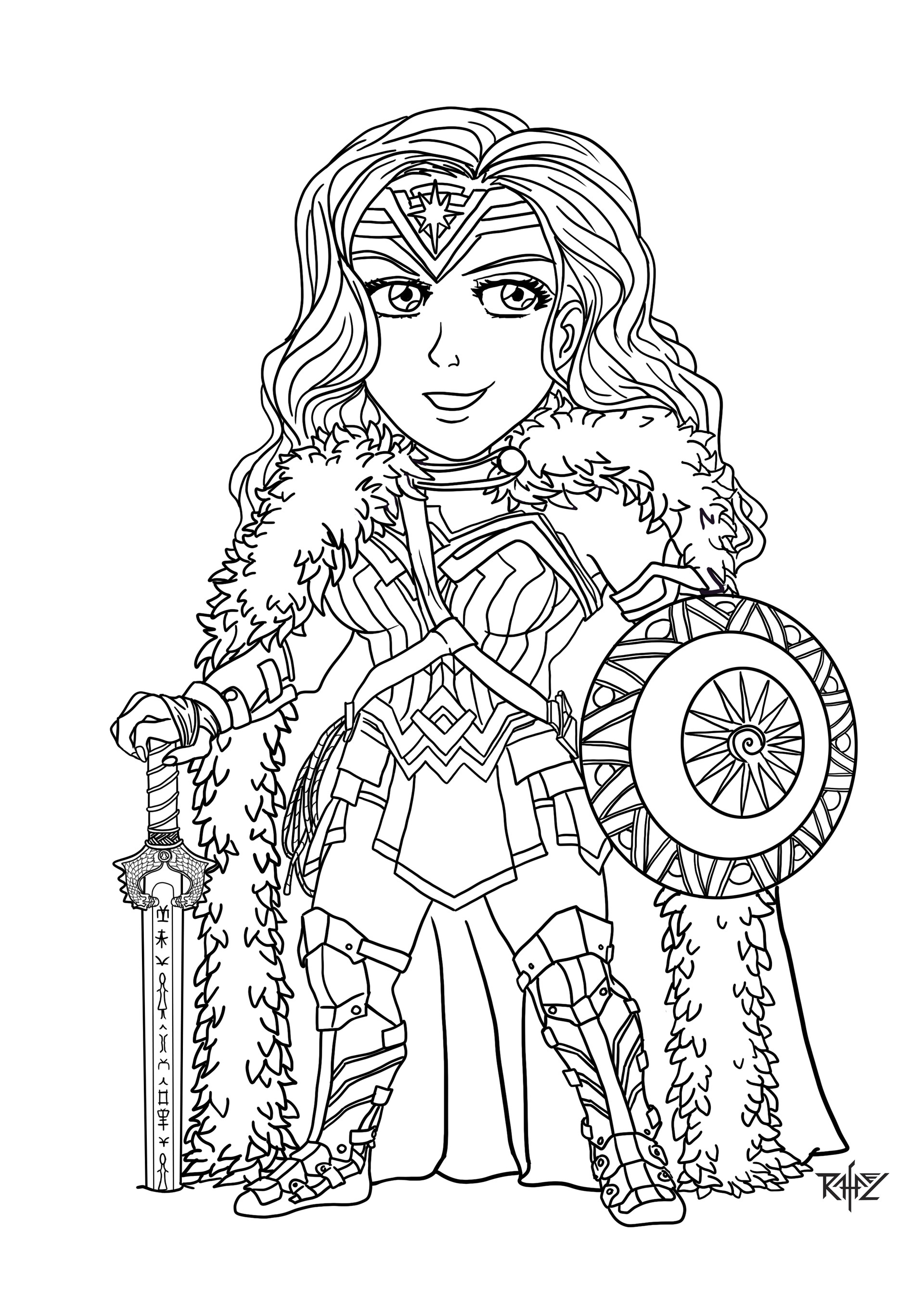 chibi wonder woman coloring pages