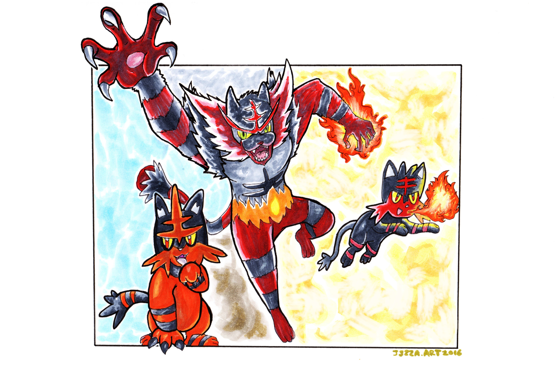 ArtStation - Litten Evolution Trio