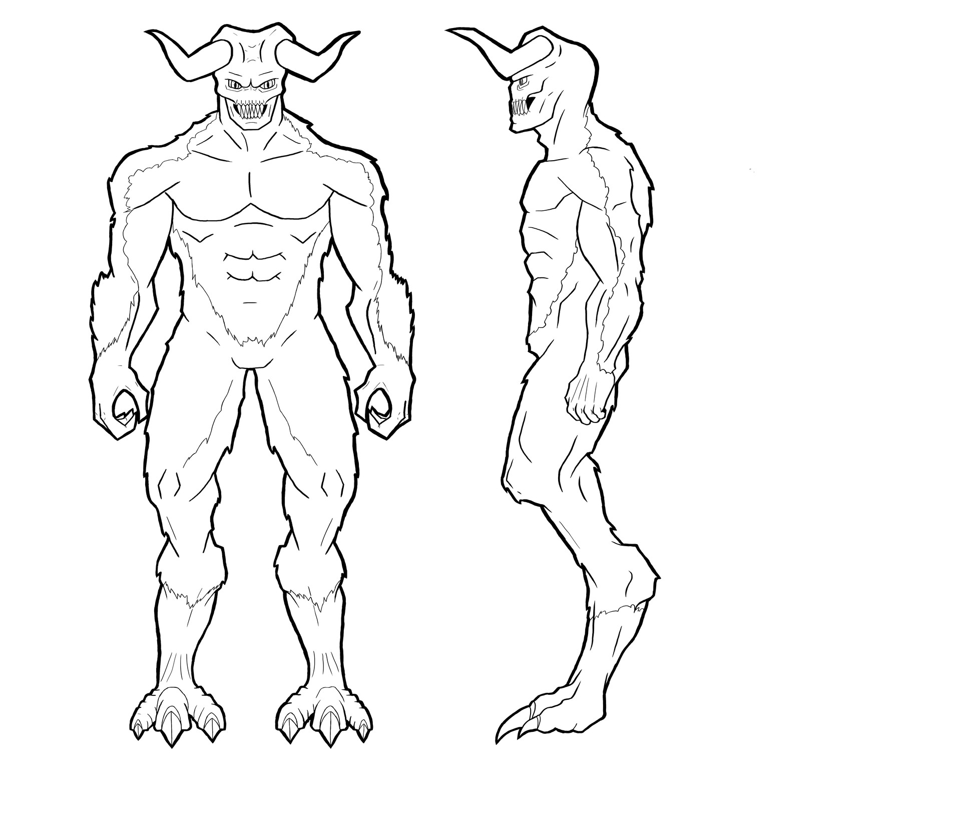 how to draw a demon whole body