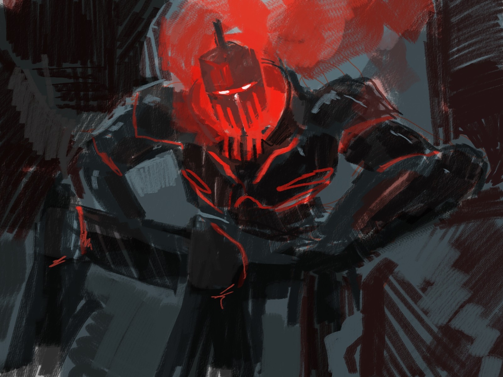 how to draw dark red knight