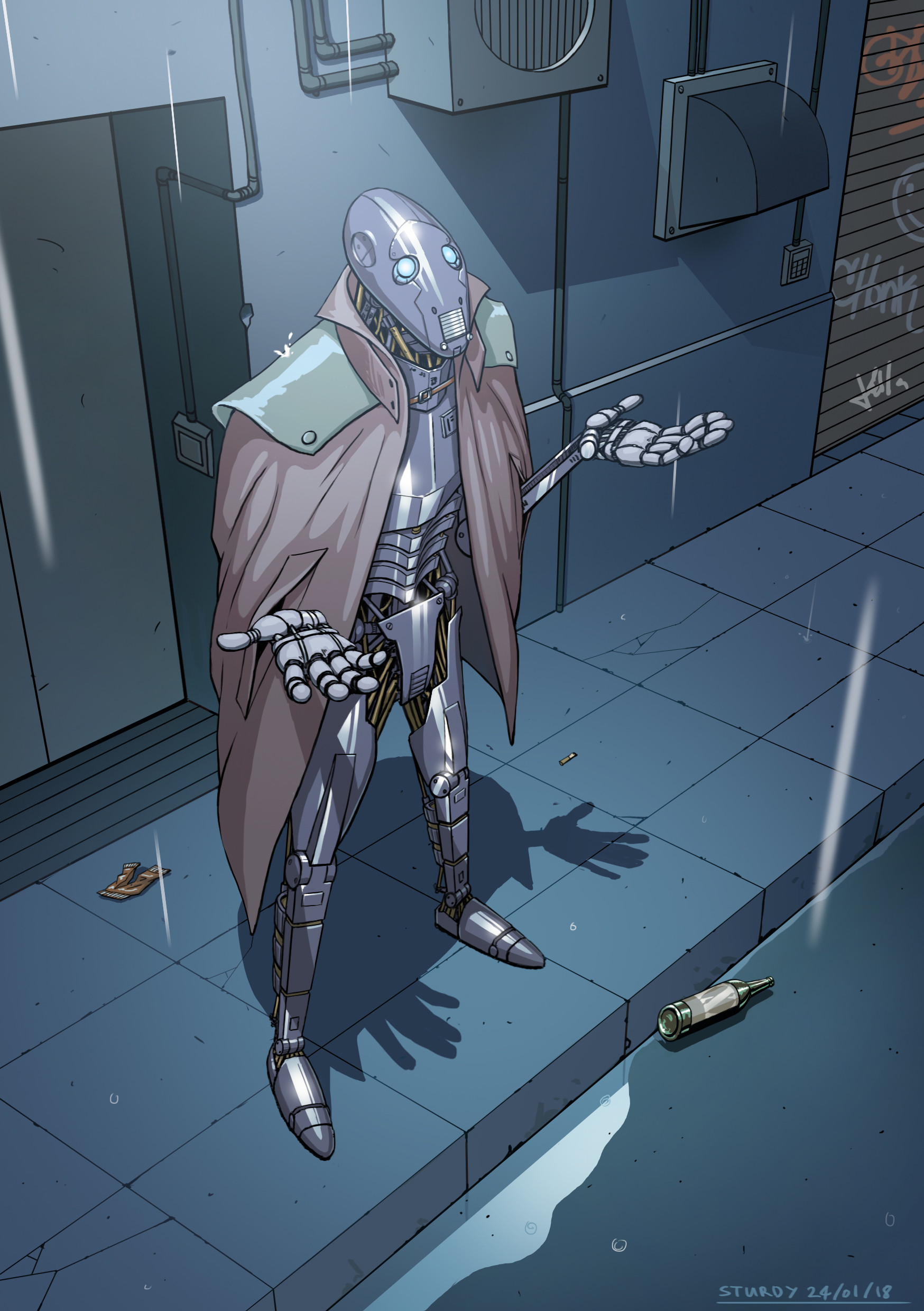 ArtStation - Robot in the rain