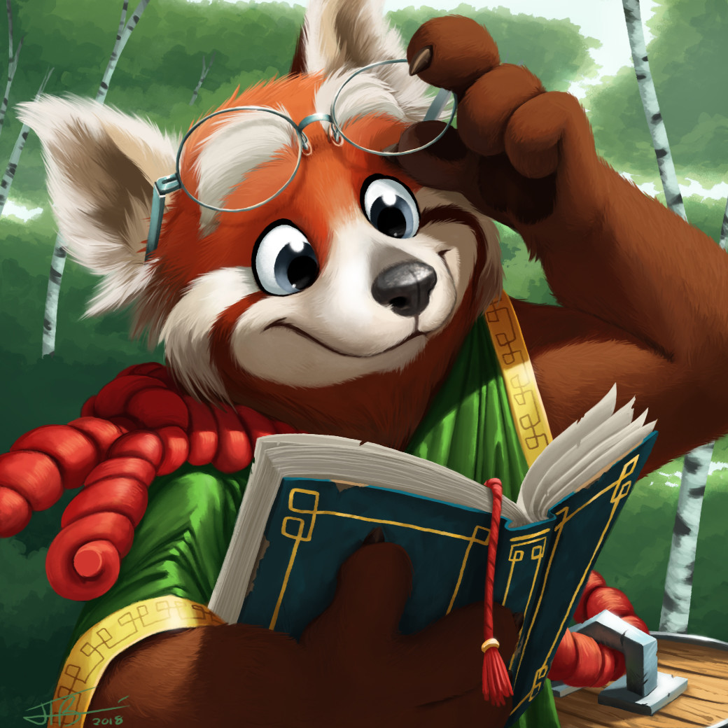 ArtStation - Red Panda Reading