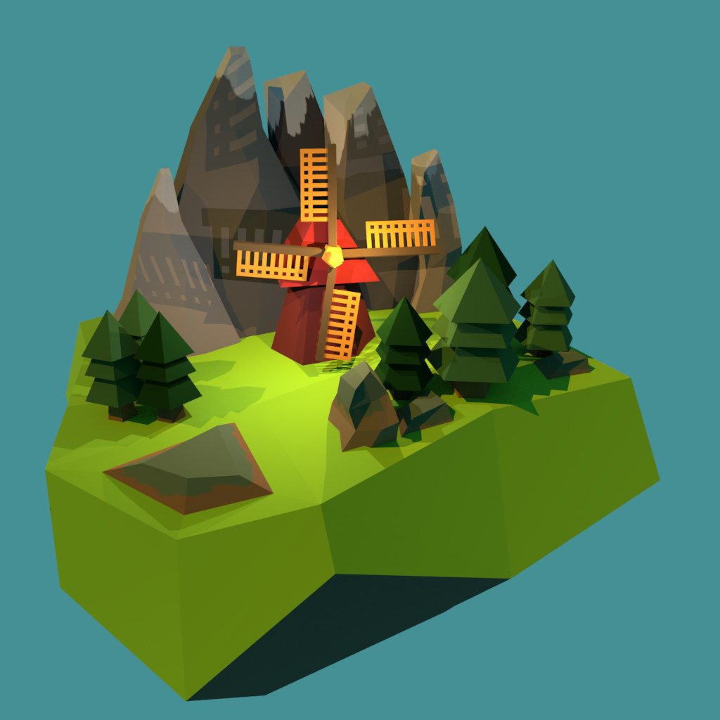 ArtStation - Low Poly Windmill