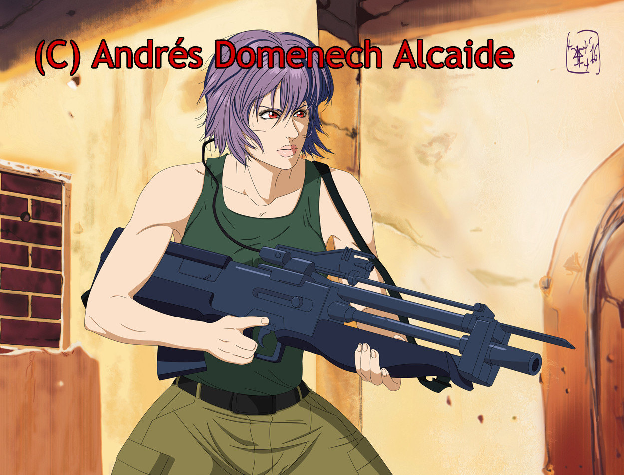 Andrés Domenech Alcaide - Motoko Kusanagi with Machine Gun