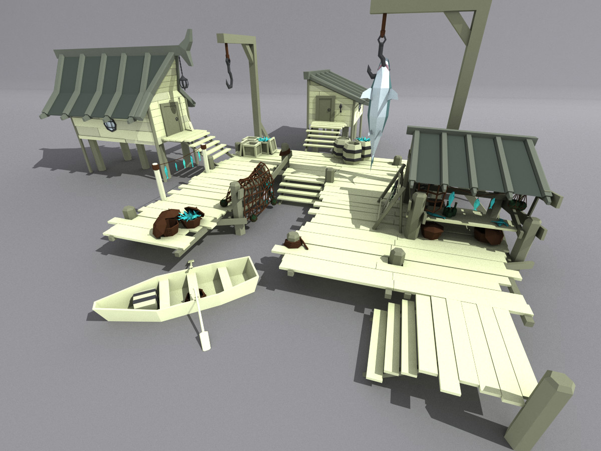 ArtStation - Low Poly Game Assets - Fishing Hamlet