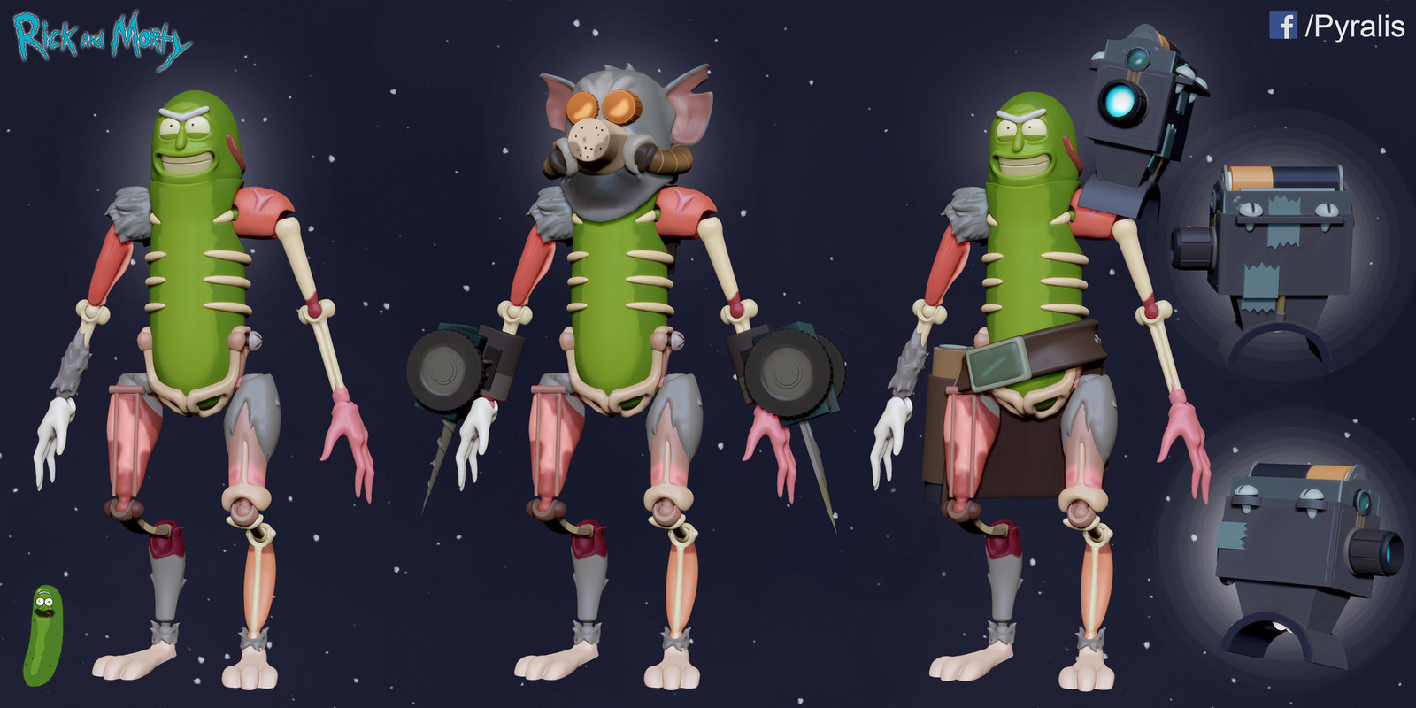 Round Table 3D Studio - Pickle Rick action figure