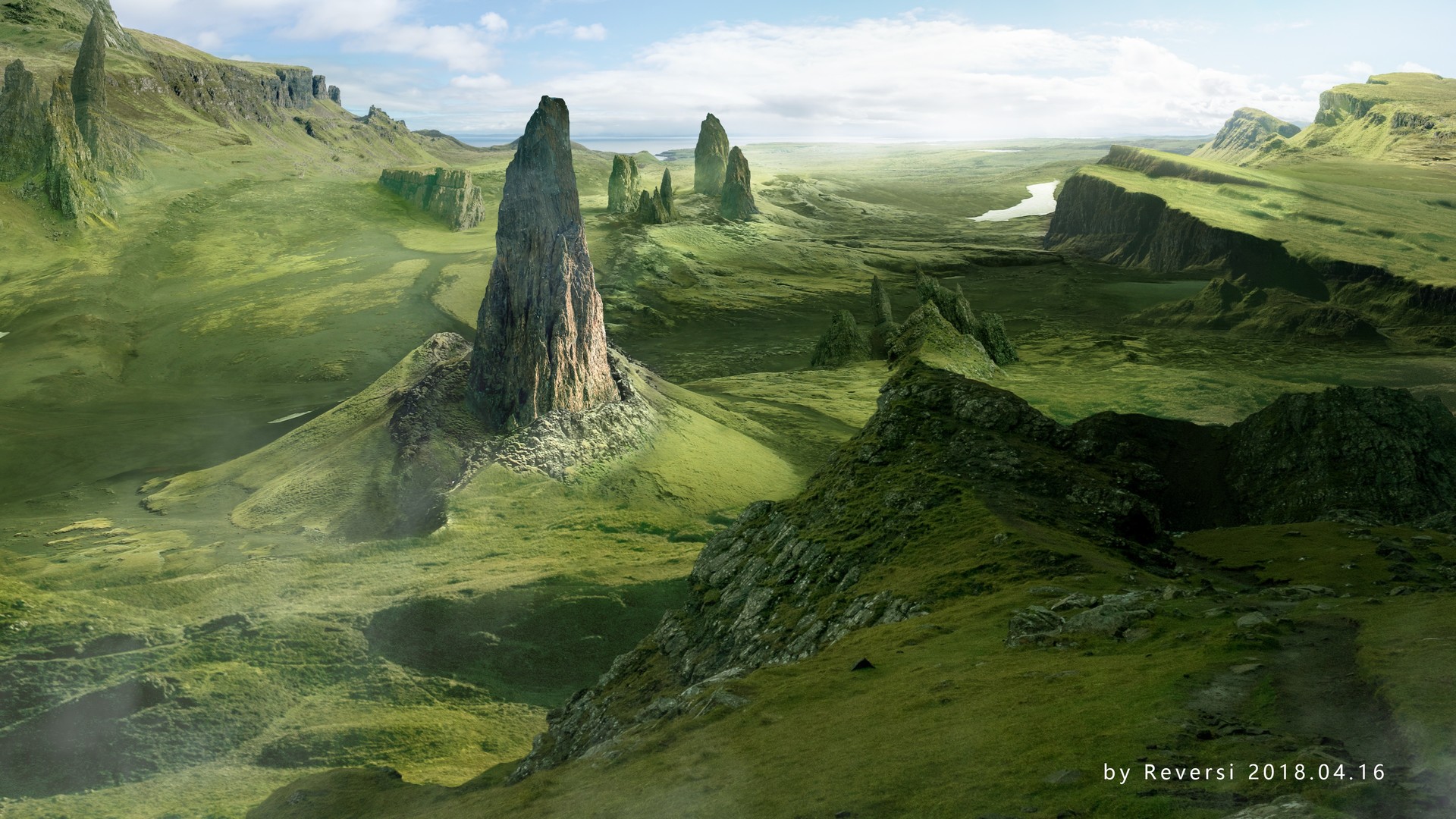 ArtStation - Matte Painting_[Moon Ruins]·Mount Double Teeth