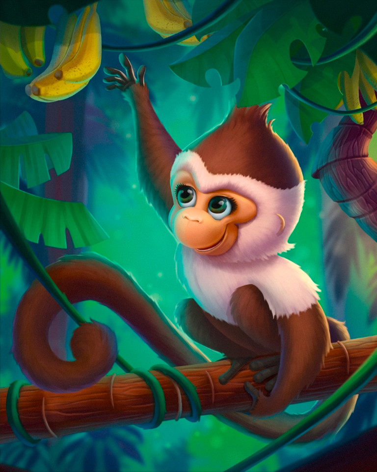 ArtStation - Monkey - character for the desktop children's game.
