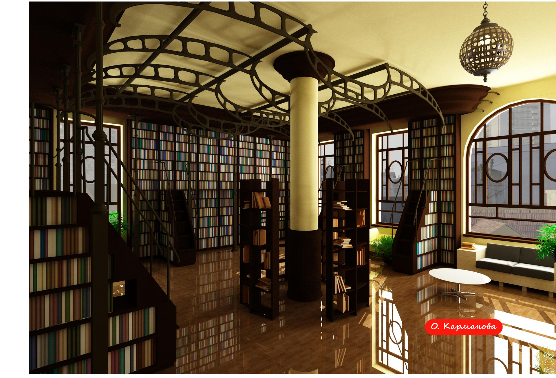 ArtStation - interior design of the library. graduate work.