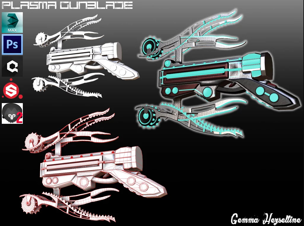 ArtStation - 3D Sci-Fi Weapon Designs - Plasma Gunblade