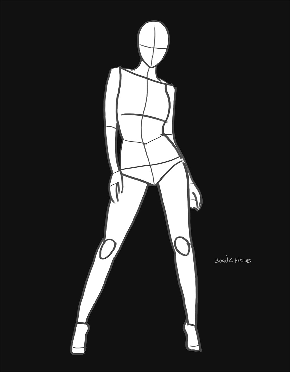 Brian C Hailes - Female Figure Study - Front Standing