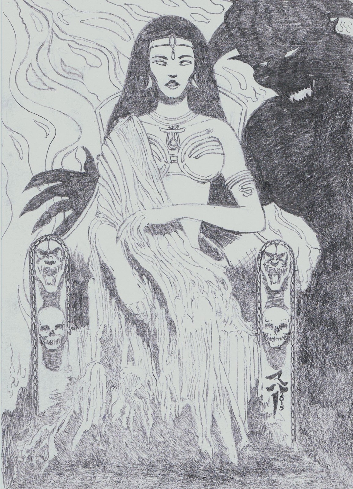 Ralph Maheno - GHOUL QUEEN – original pencil sketch layout and final ...