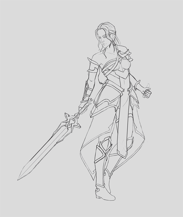 how to draw a girl knight