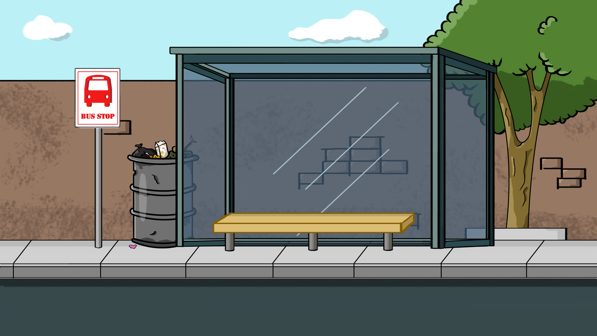 Cartoon Bus Stop