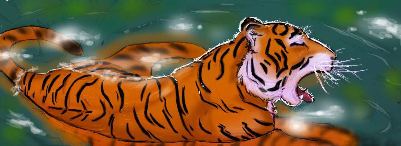 ArtStation - Tiger on water