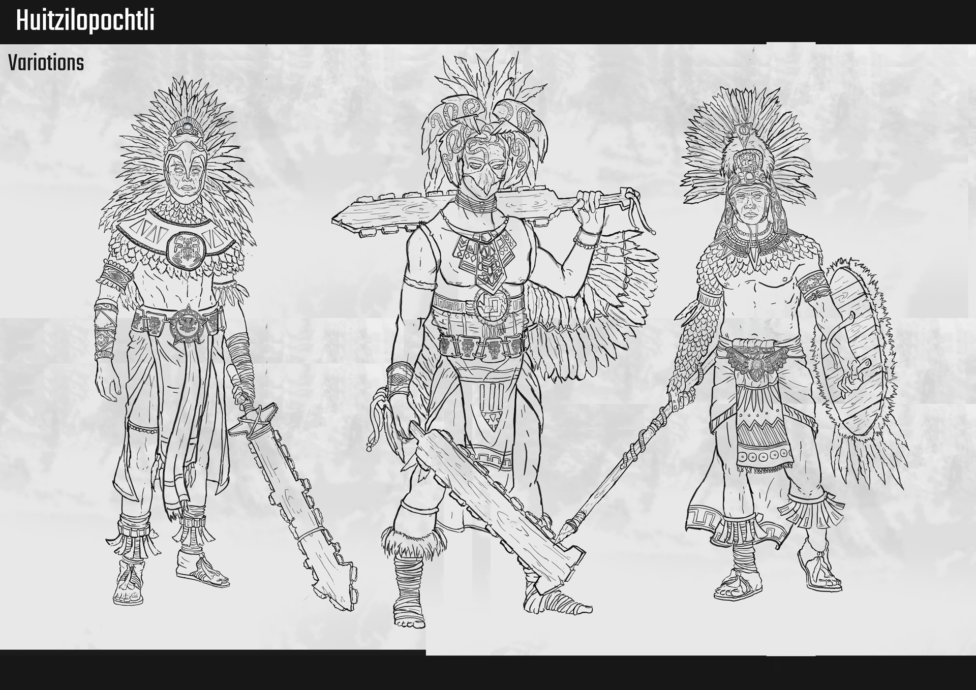 Aztec Gods Drawings