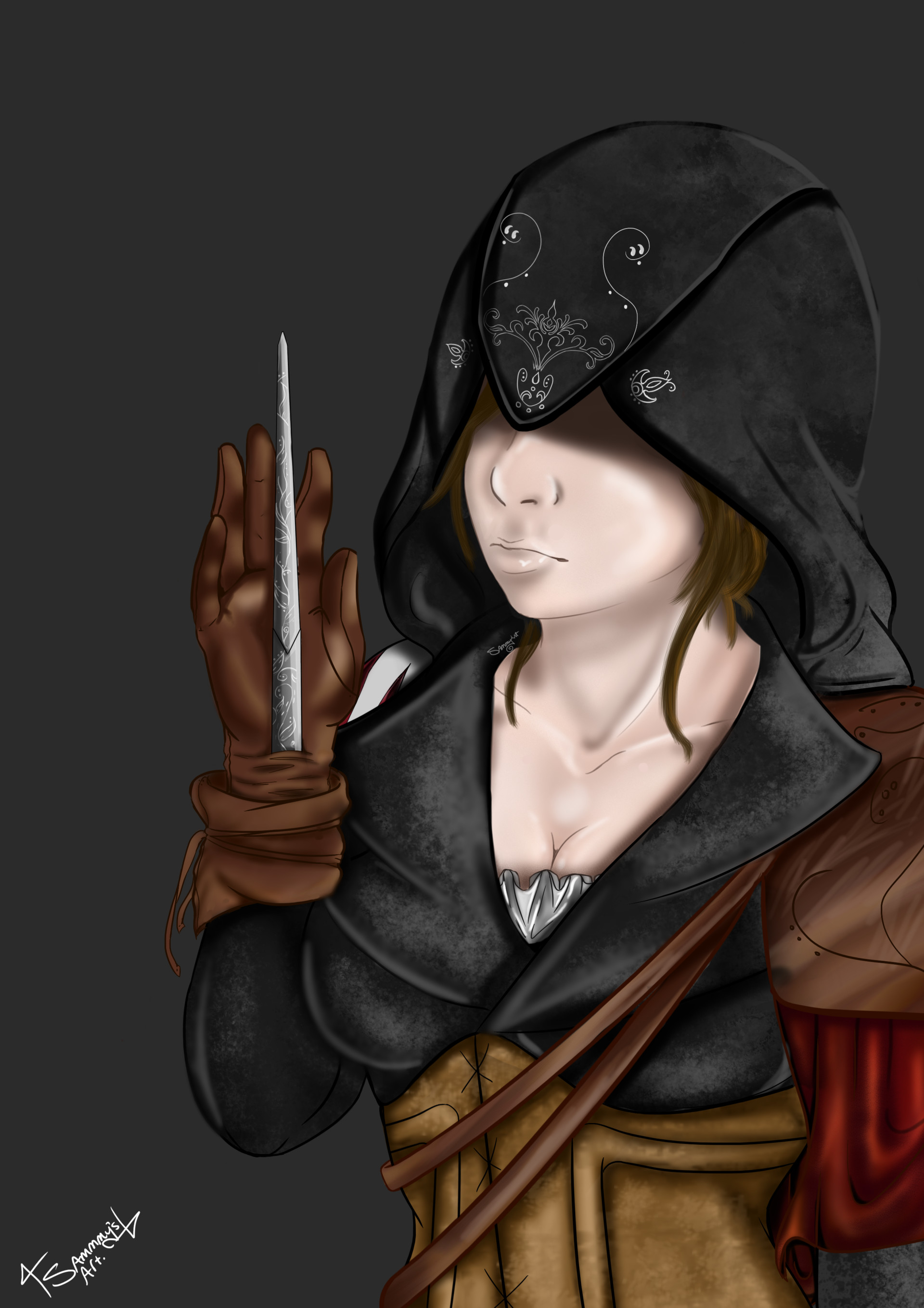 how to draw assassins creed hood