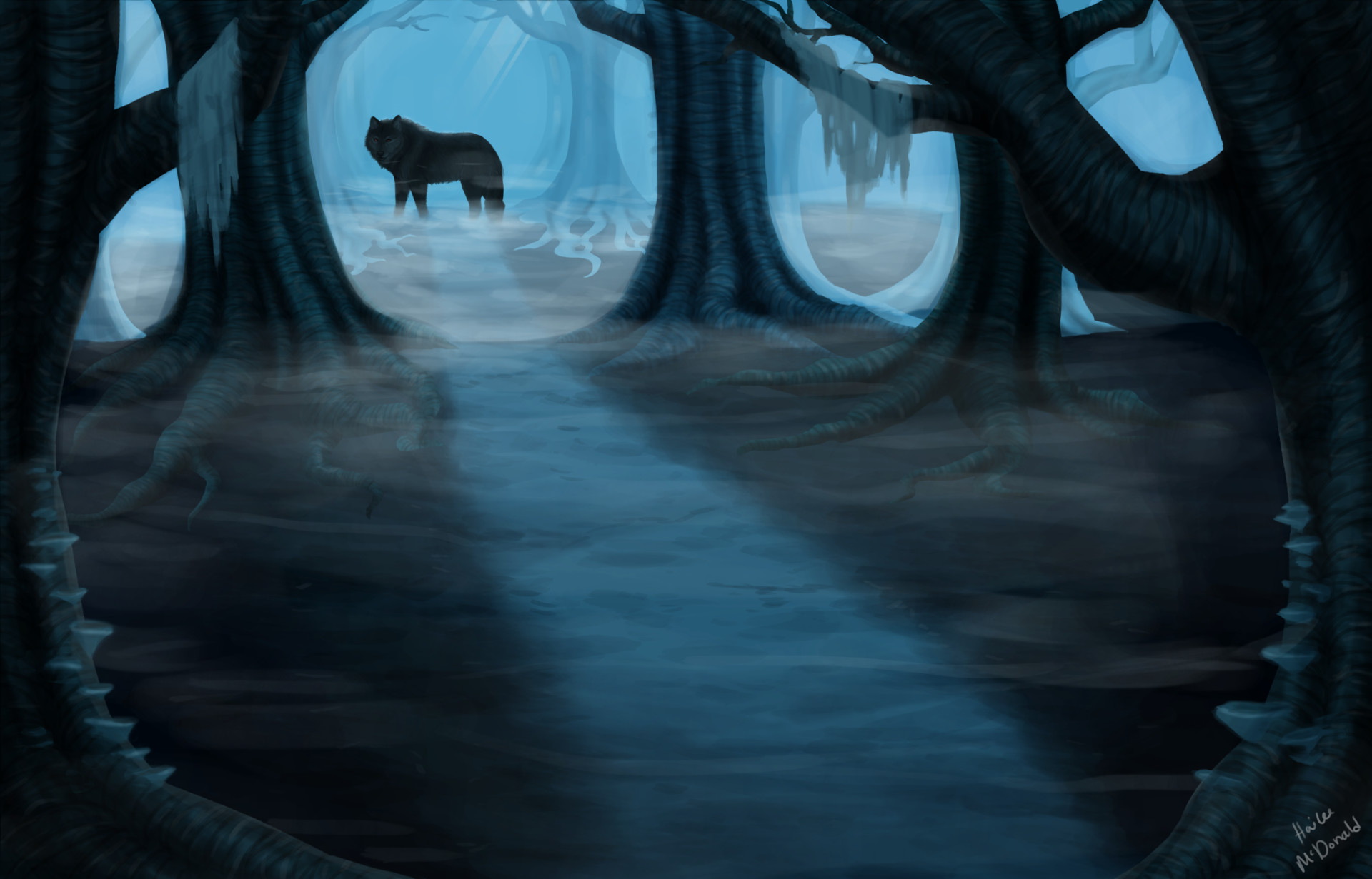 Scary Cartoon Forest Background