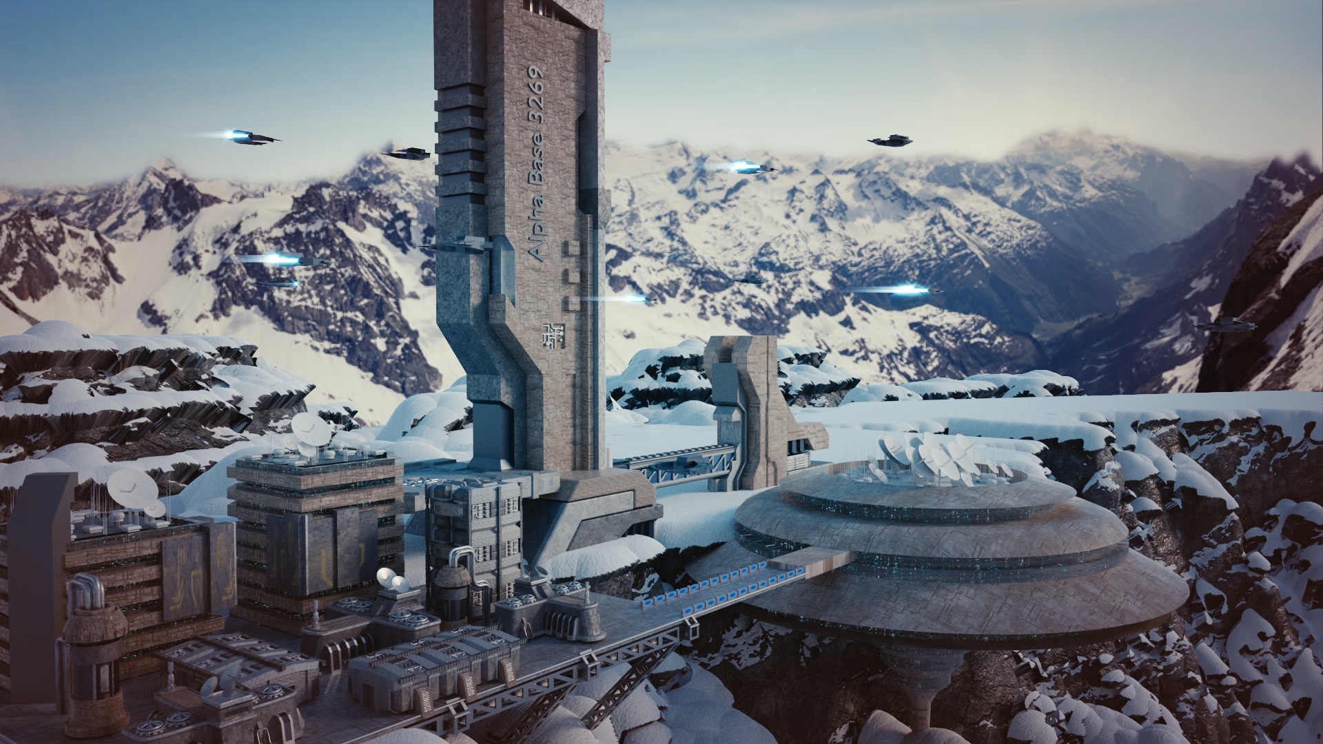 Sci Fi Mountain Base
