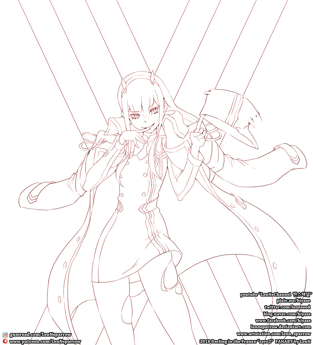 zero two coloring pages