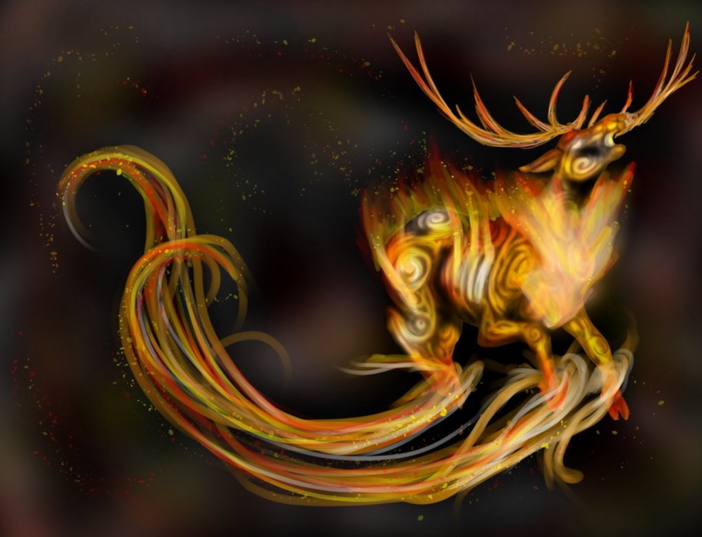 ArtStation - Elemental stag fire