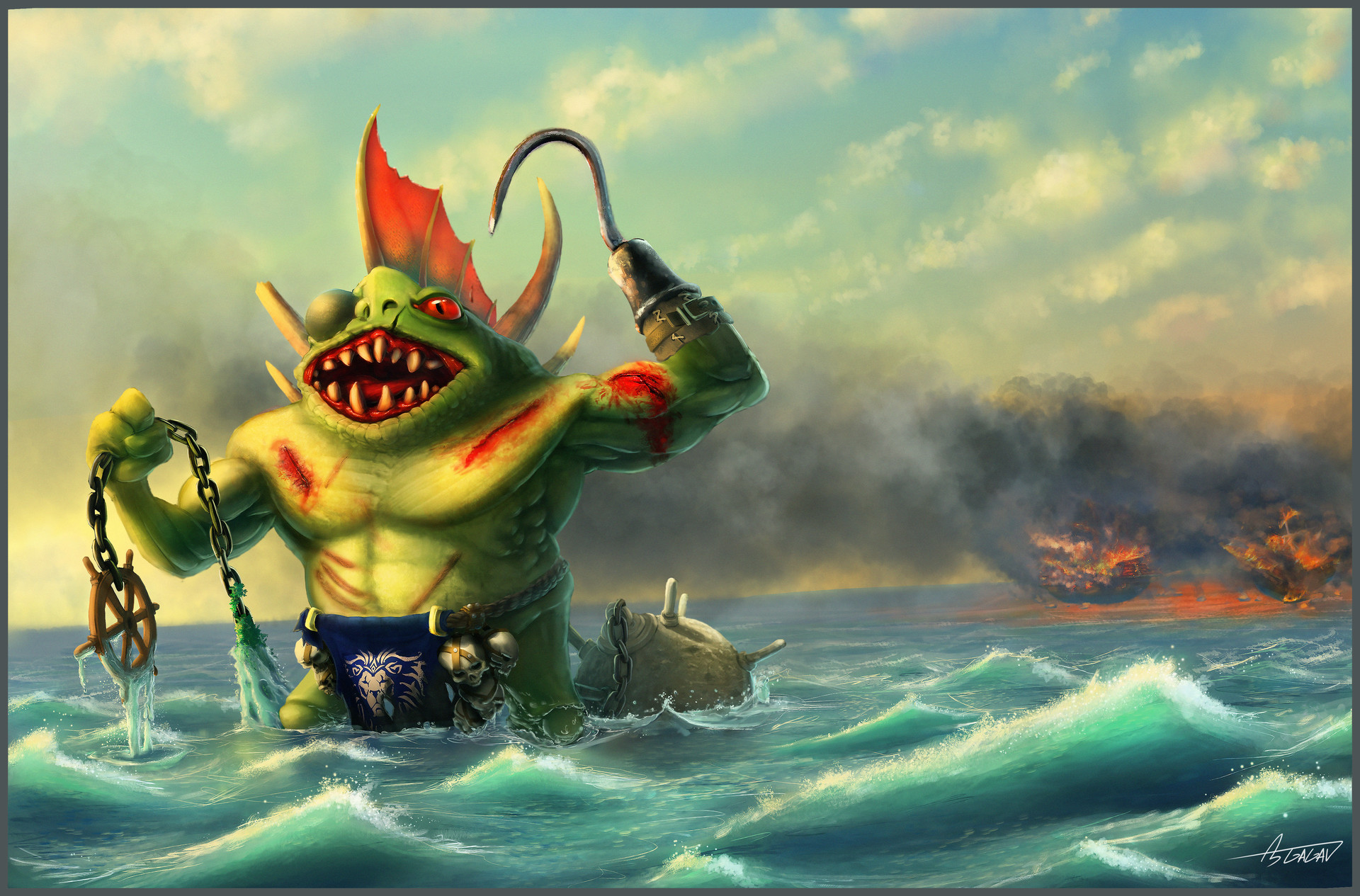 ArtStation - Tidehunter (angry toad fish from the depths of the sea :) )