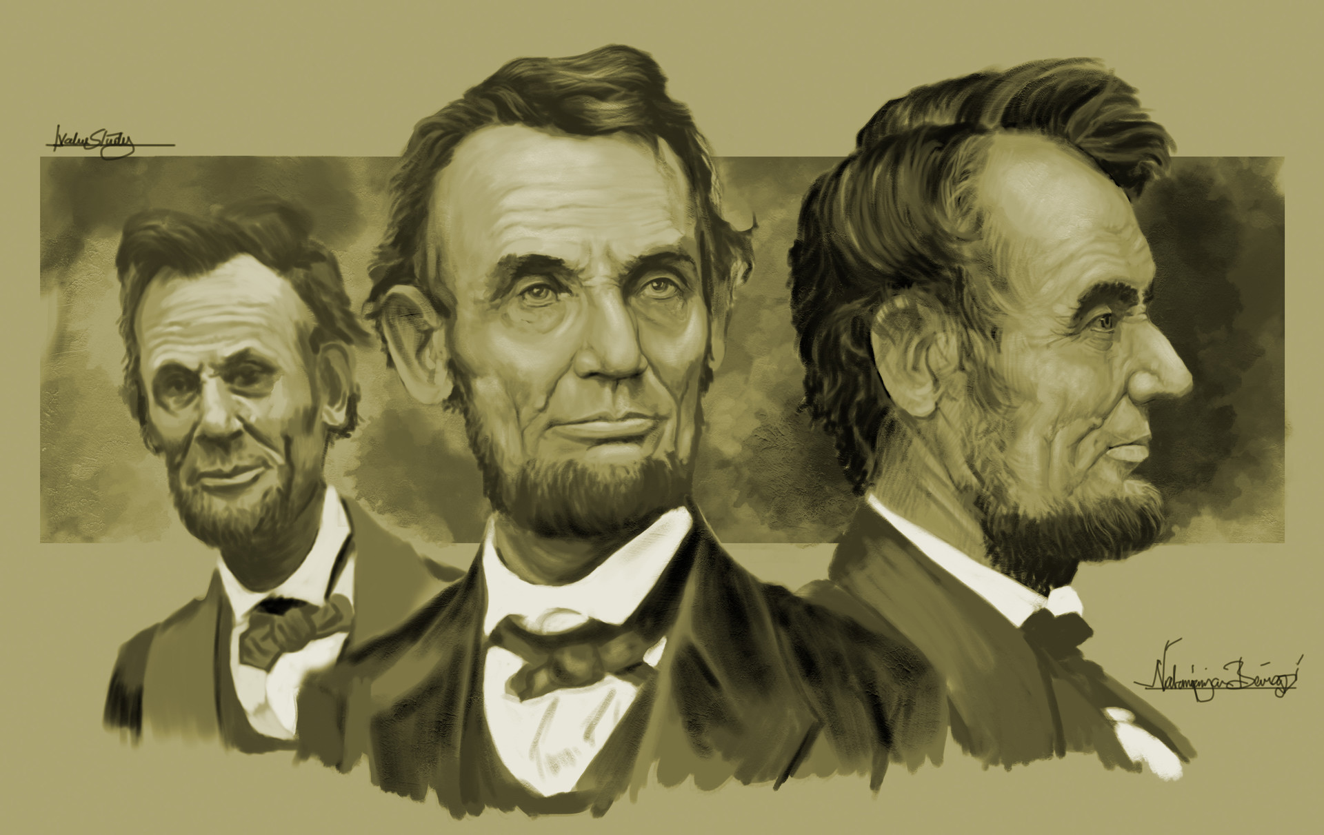 ArtStation - value study,"Abraham Lincoln"