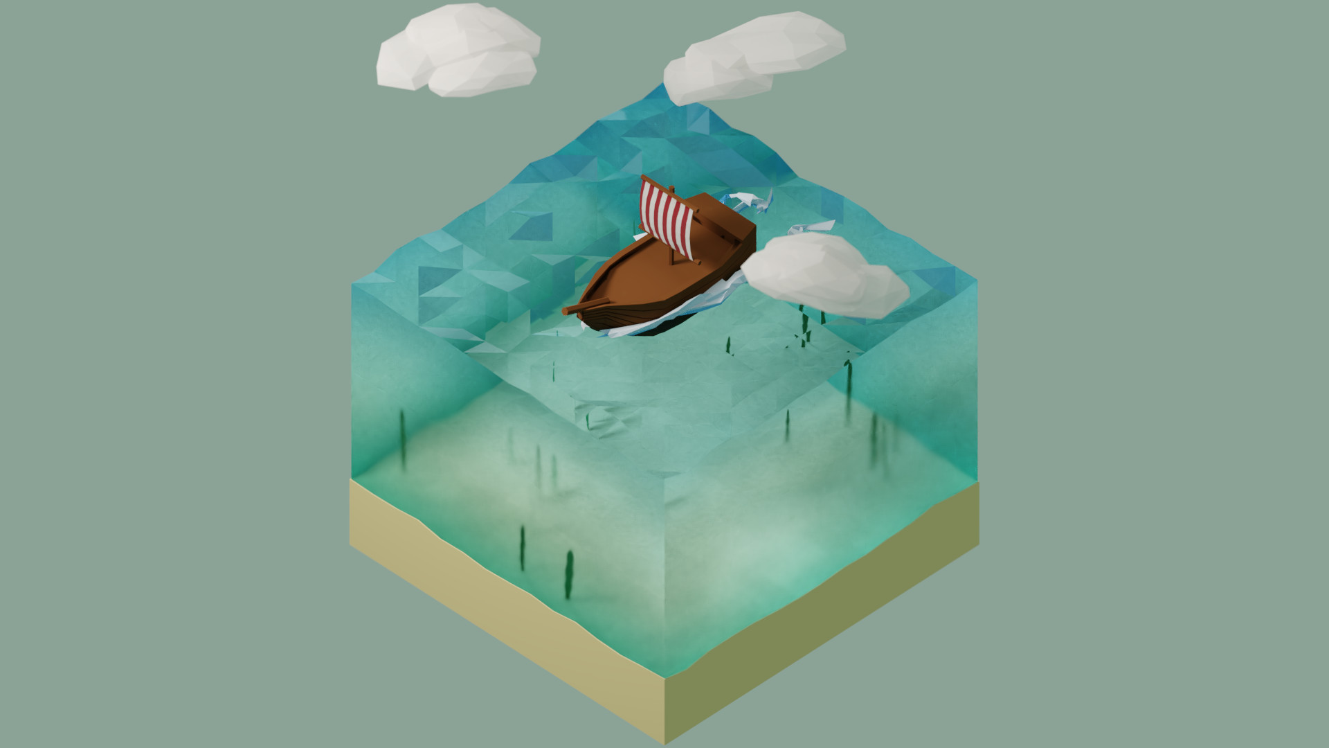 ArtStation - LowPoly Isometric Ocean And Boat