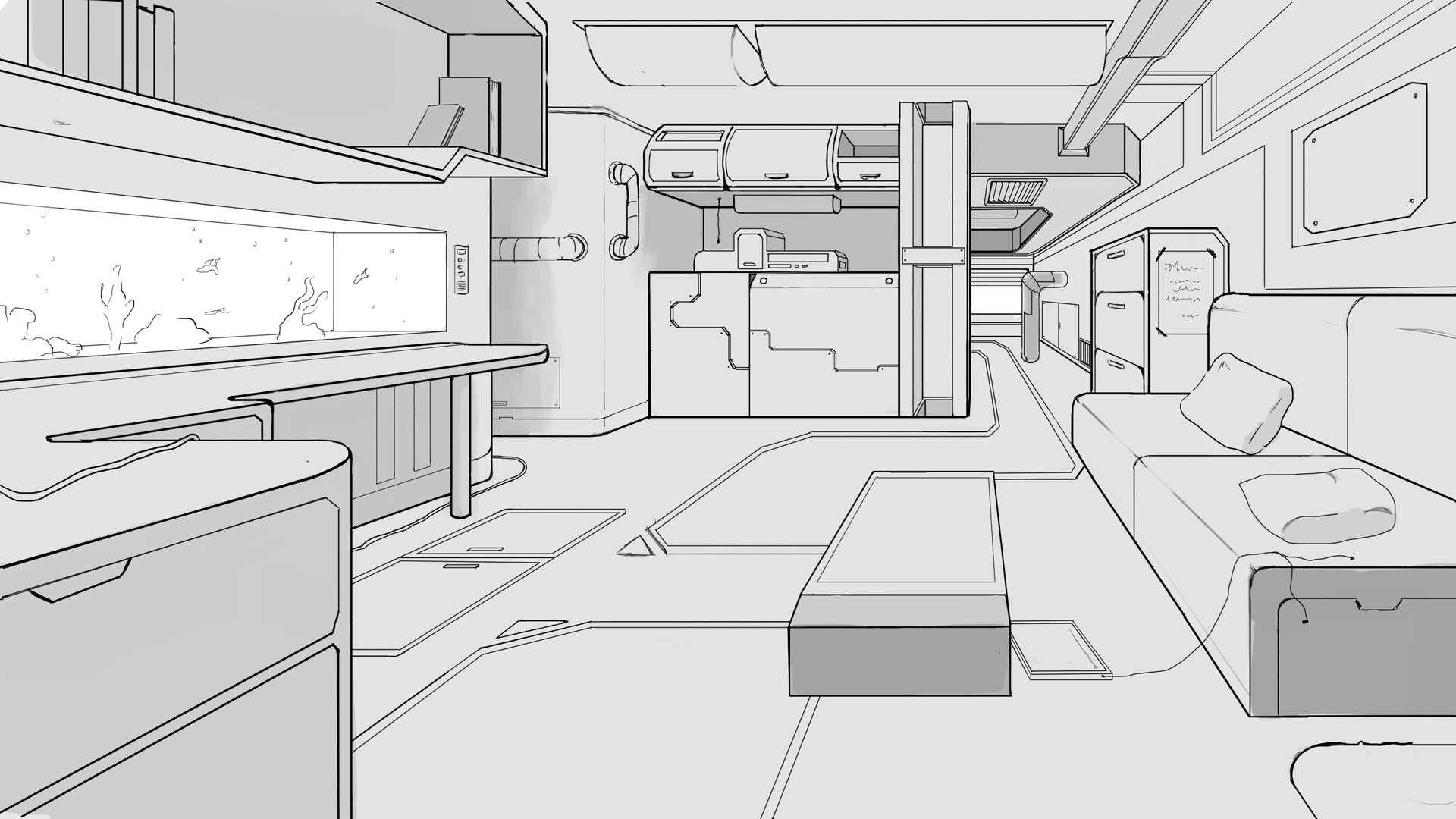 ArtStation - Space room (1 point perspective study)