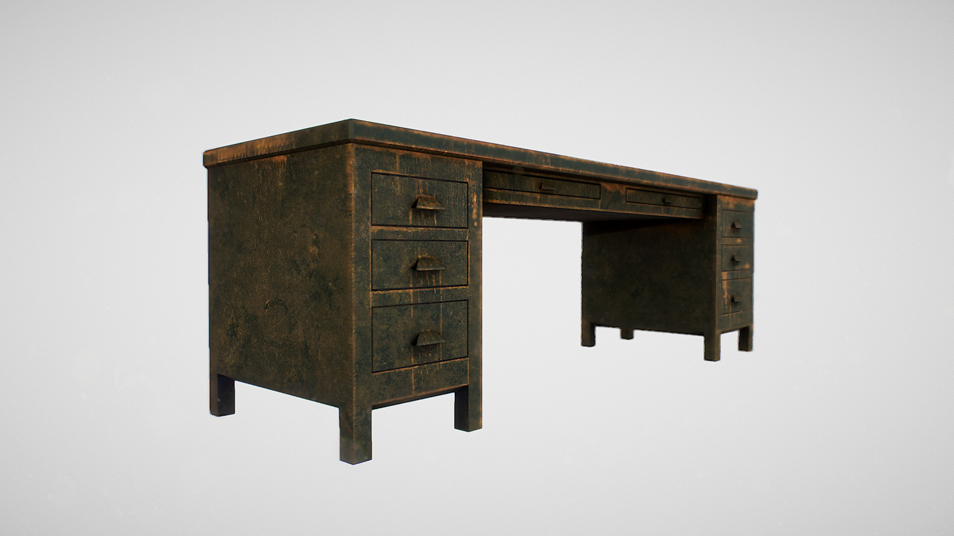 ArtStation - worn old metal desk