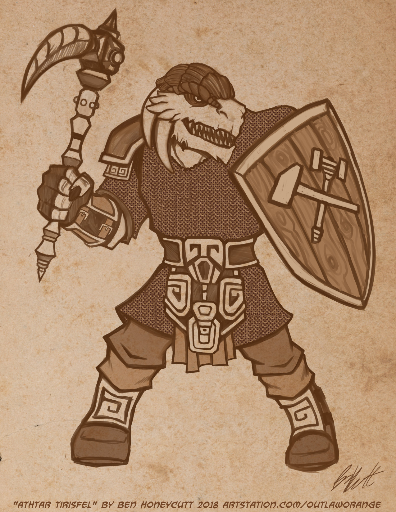 ArtStation - RPG Commission: Athtar Tirisfel, Dragonborn Fighter