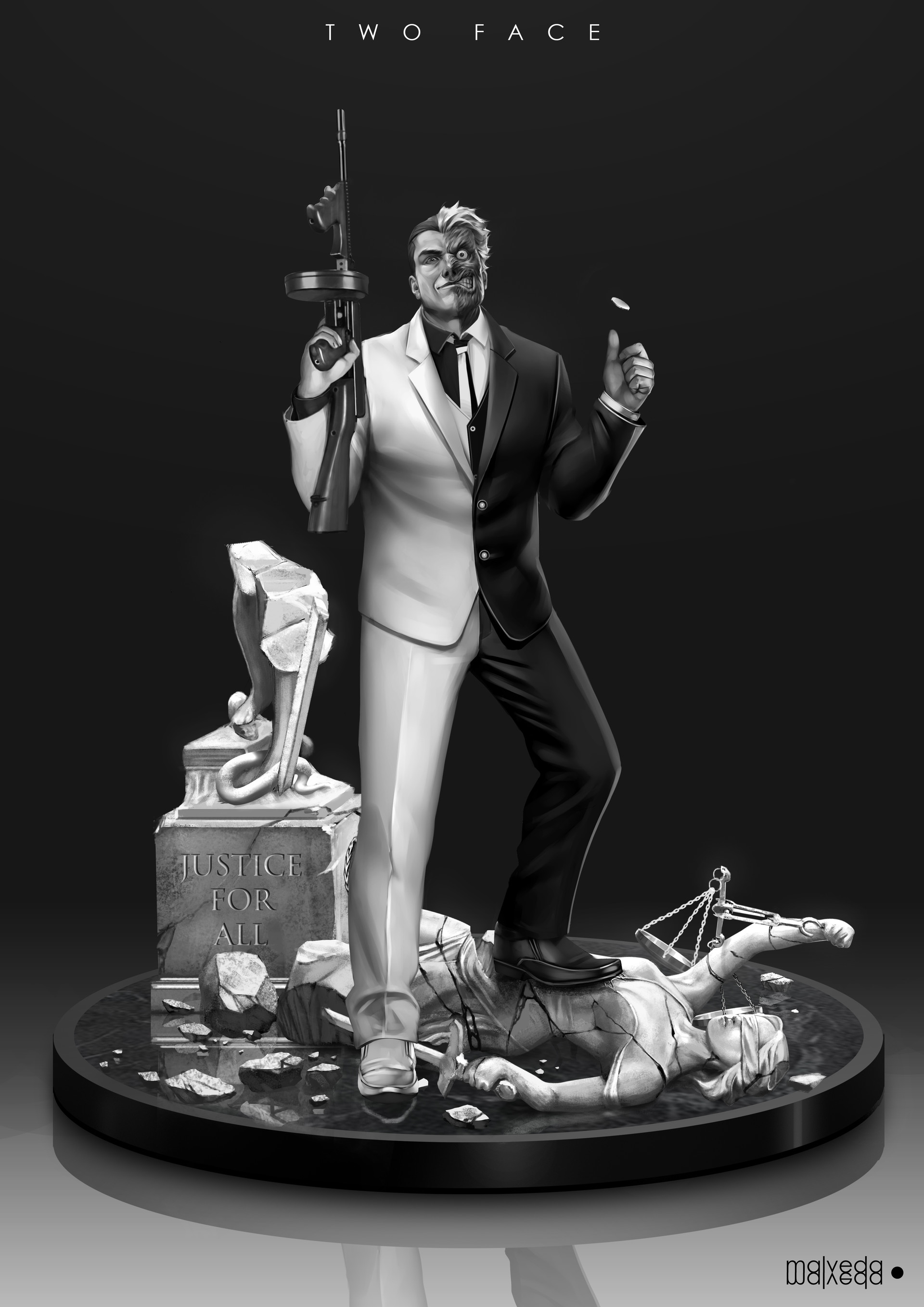 ArtStation - Two Face Statue Concept Art