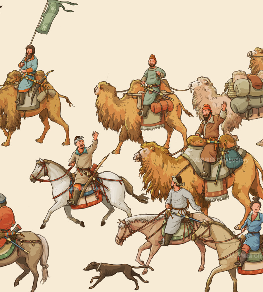 Ginkgostory - Tang Dynasty Officials Farewells Sogdian Caravan