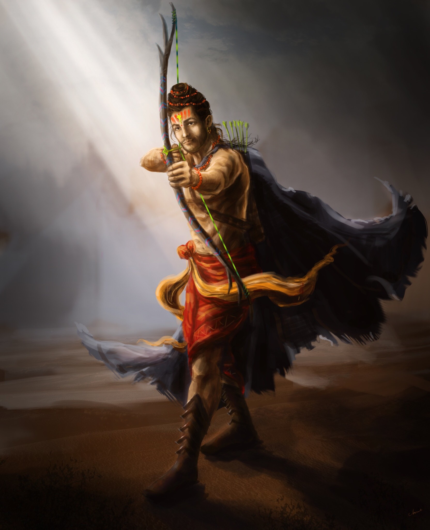 Ancient Indian Warrior Drawing