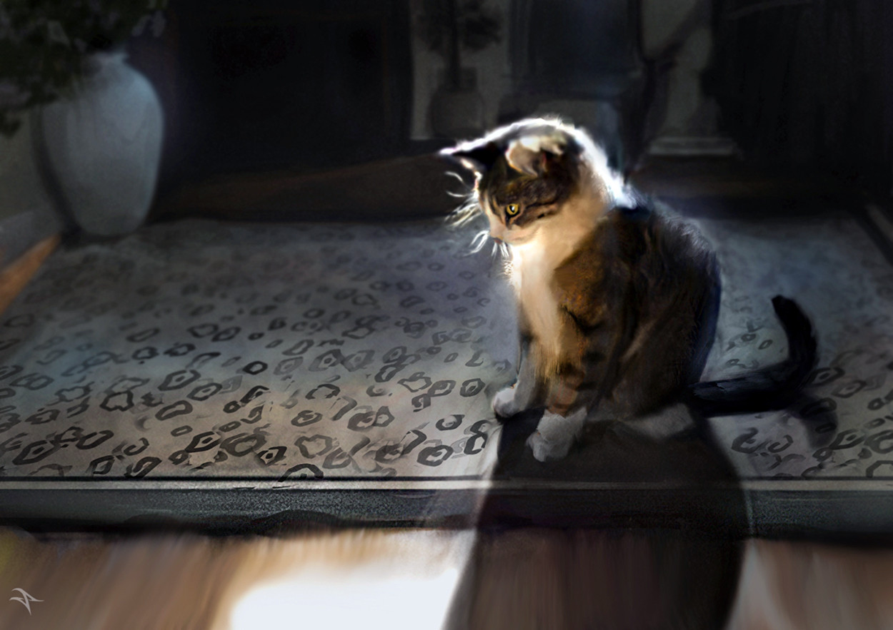 ArtStation - Digital painting of my cat Bruce
