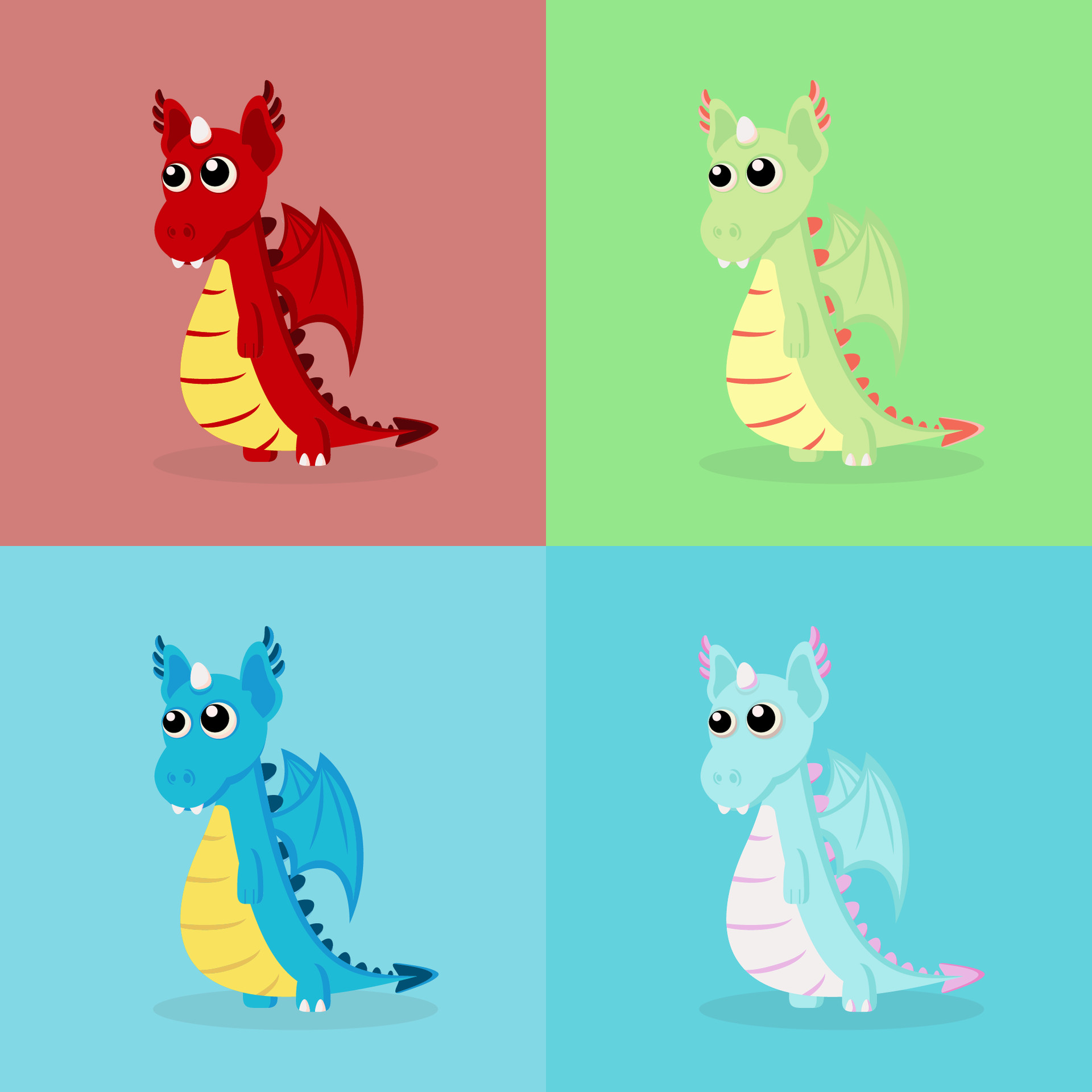 ArtStation - Colorful Dragons