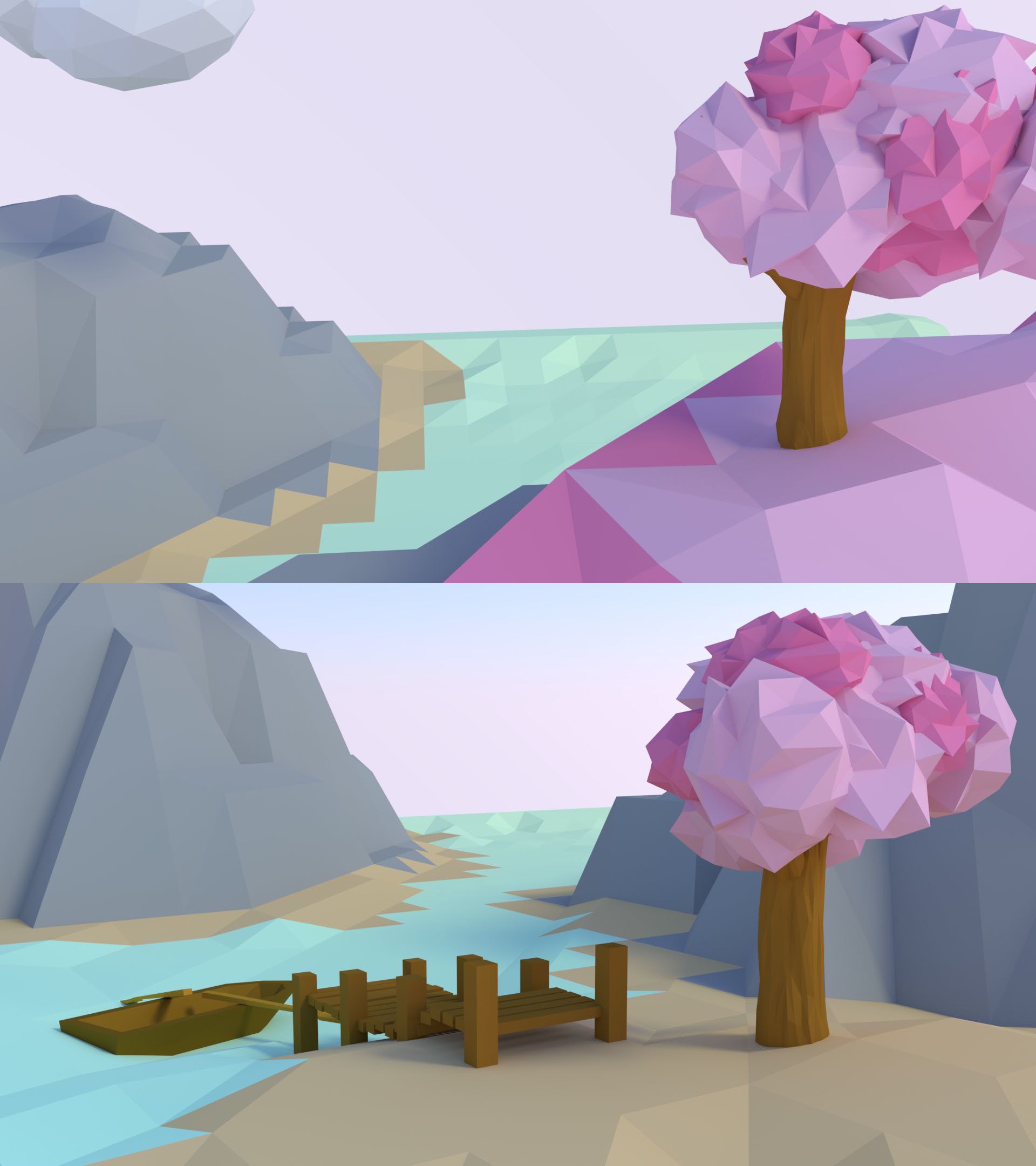 Joshua Yoon - Random Mixed Concept Low Poly Island ( Cherry Blossoms ...