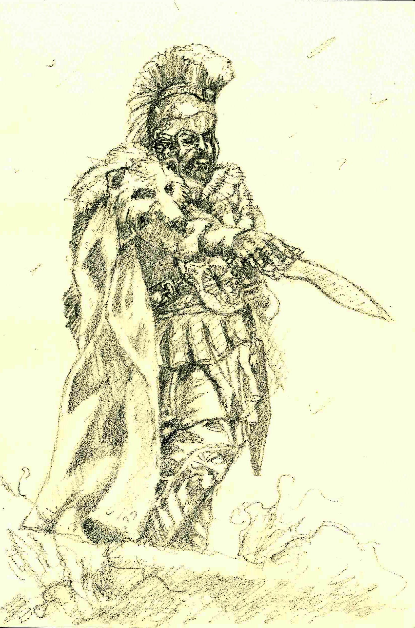 ancient warrior drawing