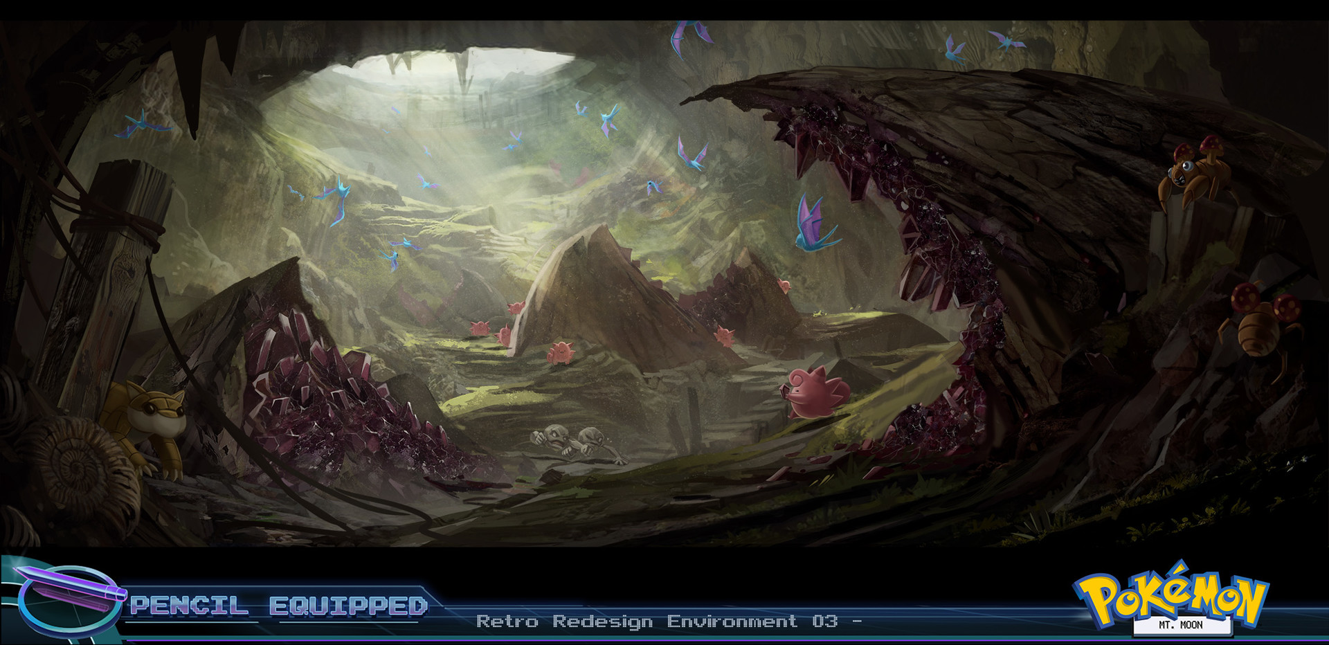 ArtStation - Retro Redesign Environment 03 - Pokemon (Mt Moon)