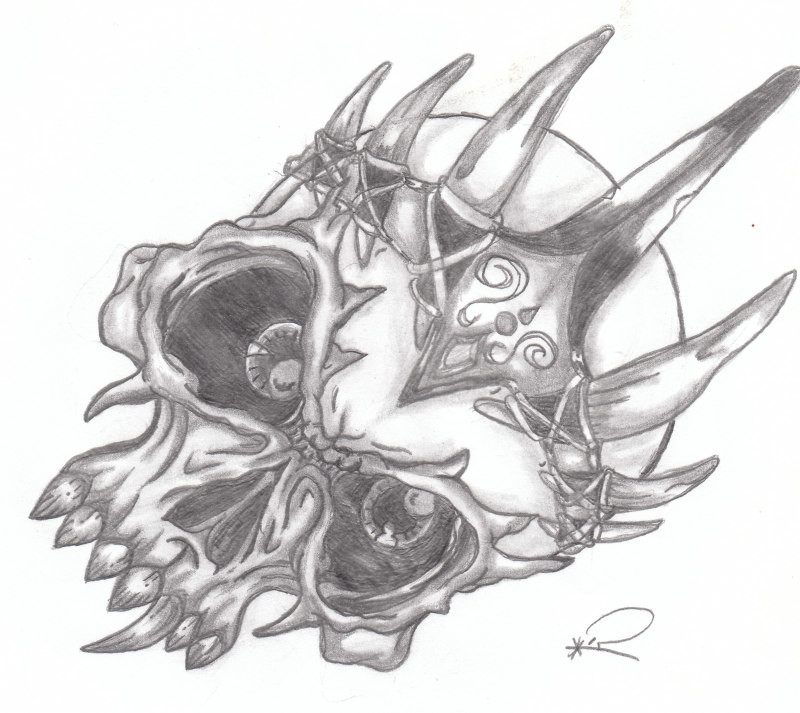 how to draw evil skull