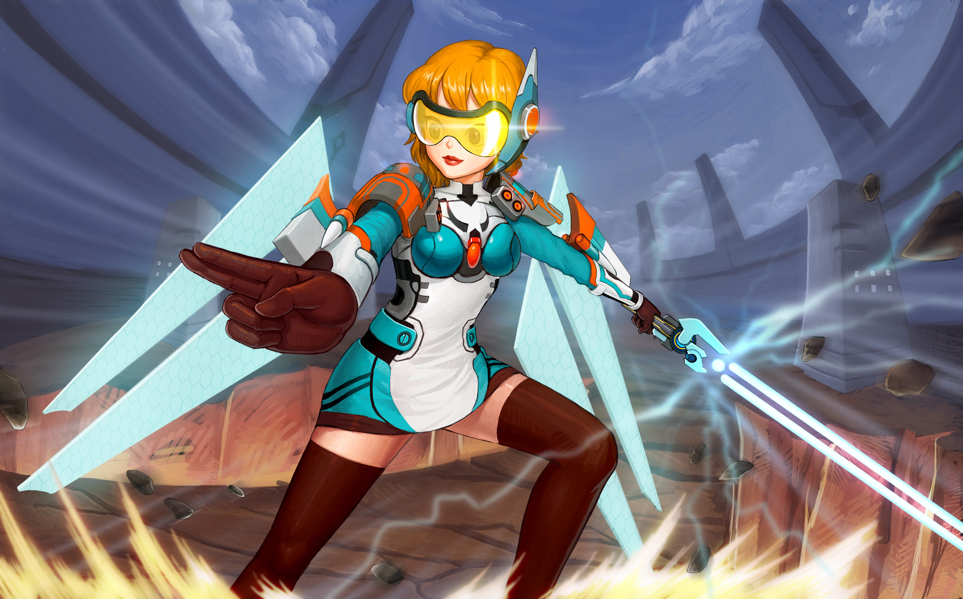 ArtStation - Illustration - SF sword master use the skill