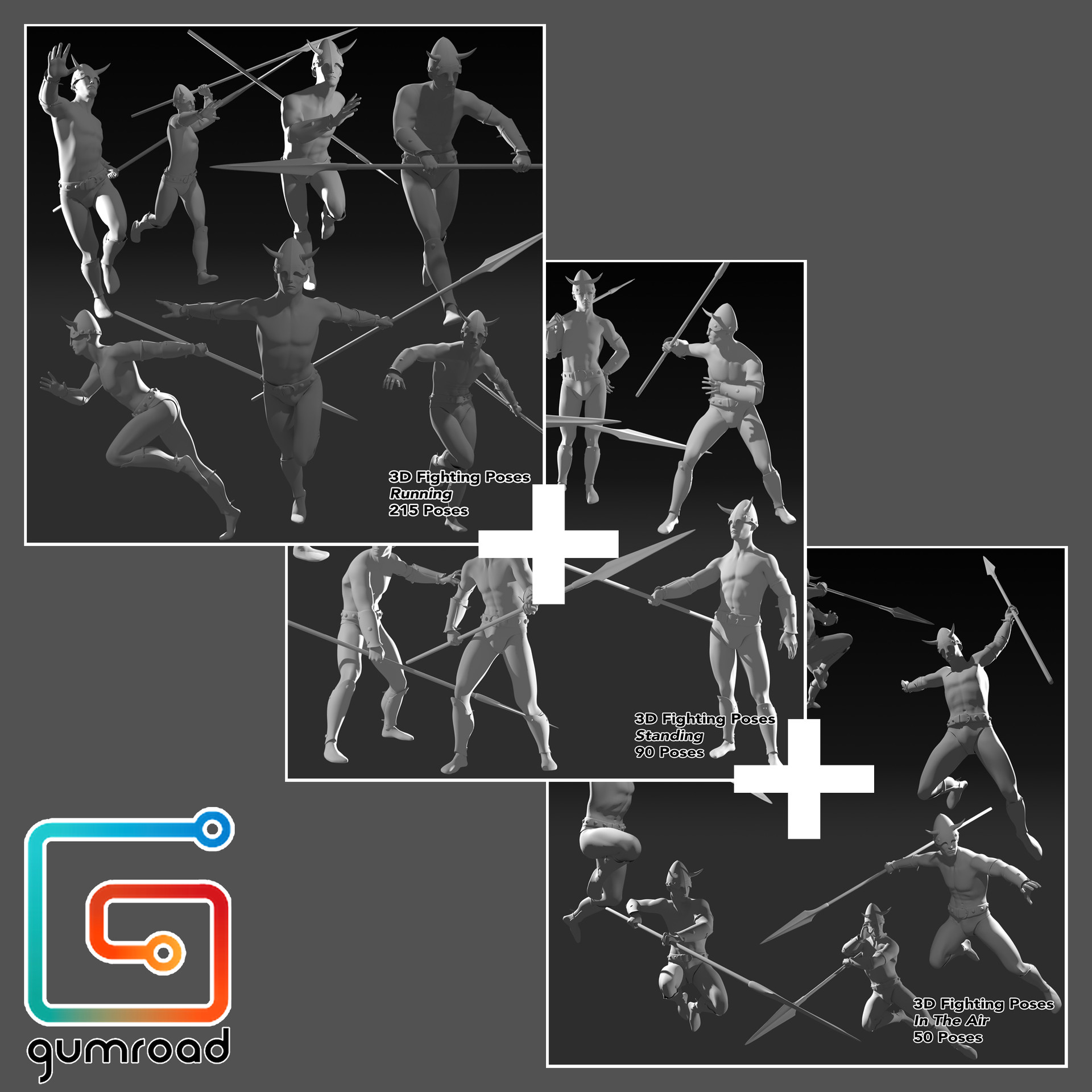 ArtStation - 3D Fighting Poses "Running" + "Standing" + "In The Air"