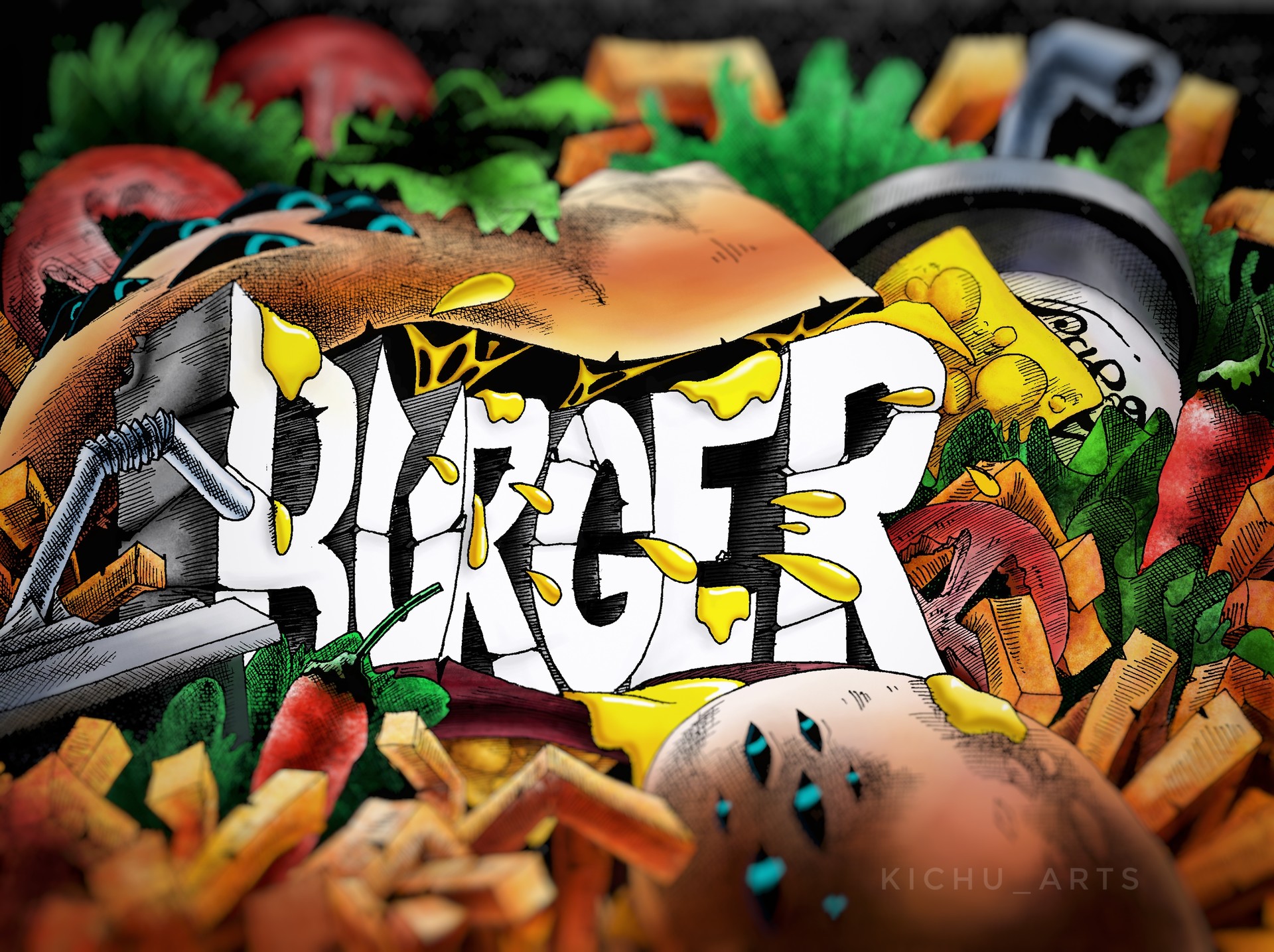 Amal Nath - Burger Graffiti art