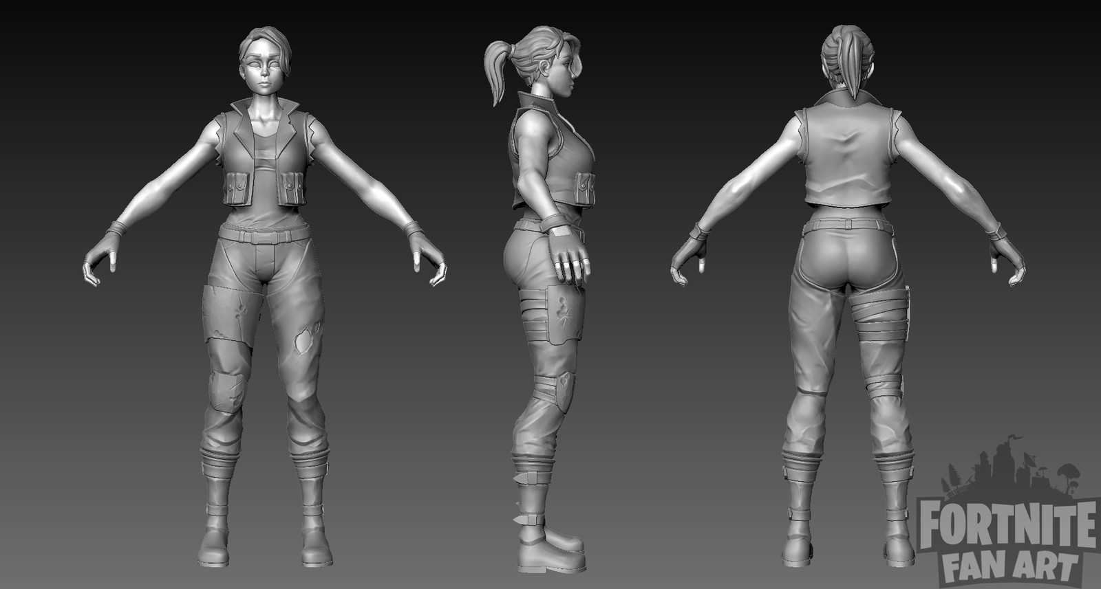 Sergey Popov - Fortnite Fan Art - Girl With Gun